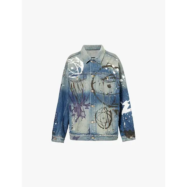 Marc Jacobs リフレクティブ トラッカージャケット Marc Jacobs X Futura Painted Trucker Denim Jacket - Indigo Multi